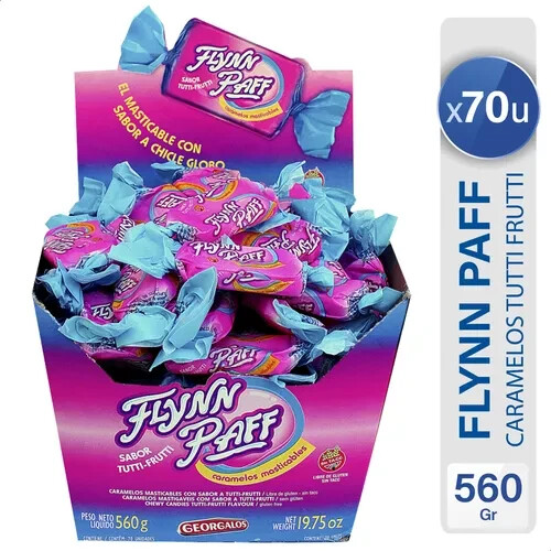 Caramelos Flynn Paff Tutti Frutti GLUTEN FREE BOX X70 PCS FEDEX FAST ...