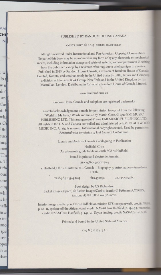 Chris Hadfield,Canadian NASA astronaut,Guide to Life on Earth1st/1st ...