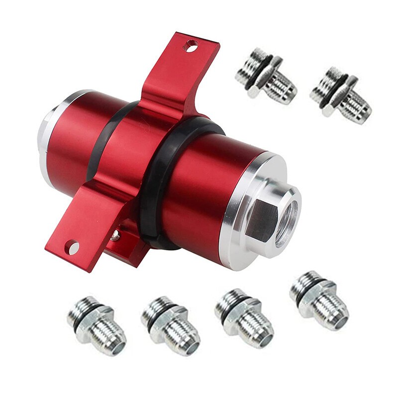 Blue 30 Micron Billet Aluminum Inline Fuel/petrol Filter + Bracket AN6 ...