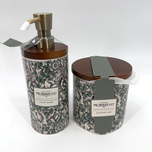 NWT Morris & Co William Morris Soap Pump & Cotton Jar Bathroom Set | eBay