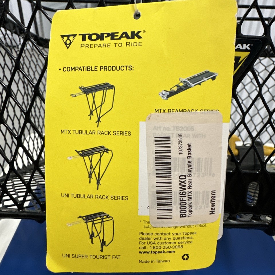 Topeak Mtx Rear Basket Black Bike Bicycle Rack Basket Quicktrack ...