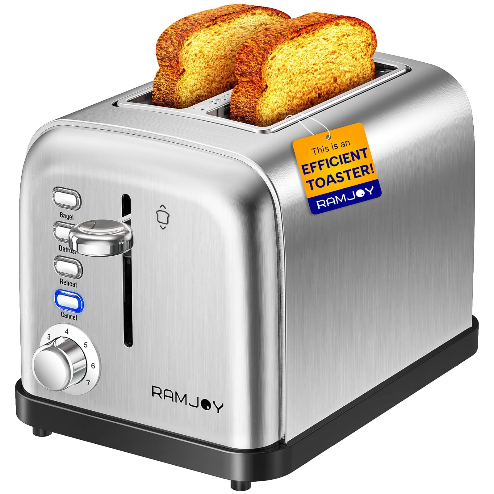 Toaster 2 Slice Extra Wide Slot Toaster For Bagels Bread Waffles 7 ...