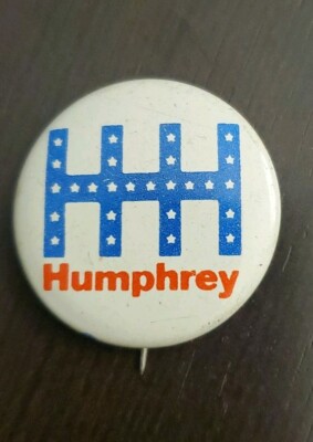 50A Humphrey HHH White 1960s Political Presidential Pinback Pin Button ...