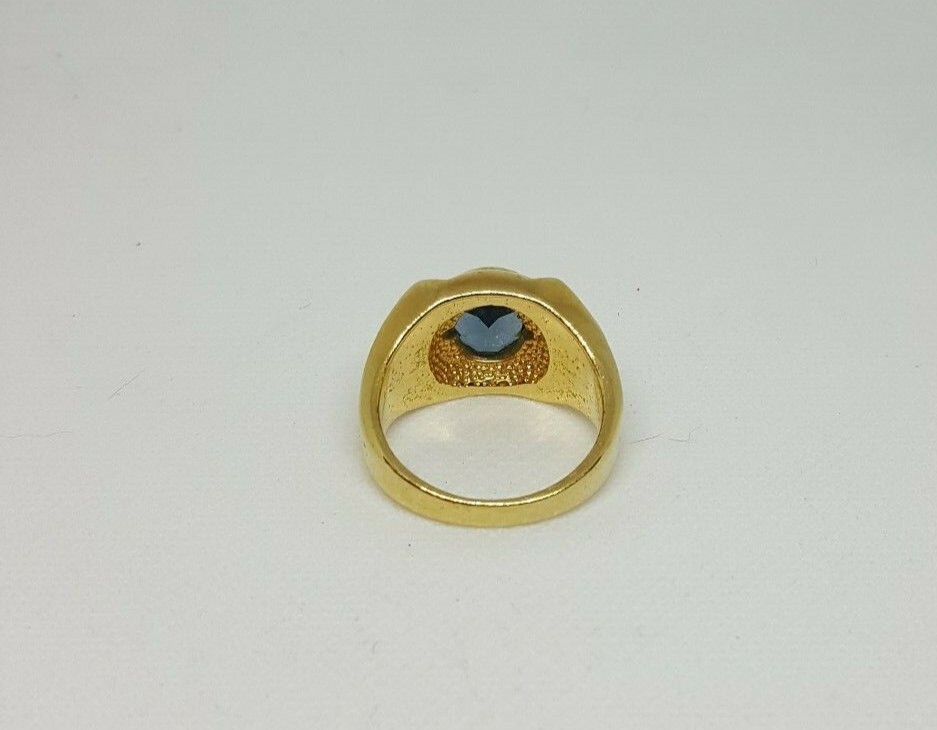 Men's Gold Size 12 18K GE Ring Blue Stone 18K Electroplated Ring | eBay