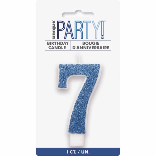 Blue Glitter Accent Number 7 Seven Cake Candle 7th Birthday Party ...
