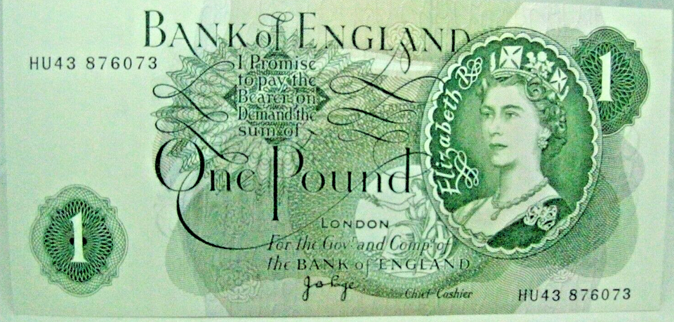 BANK OF ENGLAND QUEEN ELIZABETH II ONE POUND NOTE (set of five ...