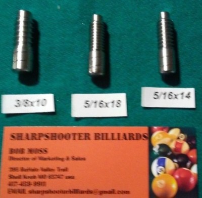 3 PIECE STANDARD Maintenance Pin arbor set for drill or lathe pool cue ...