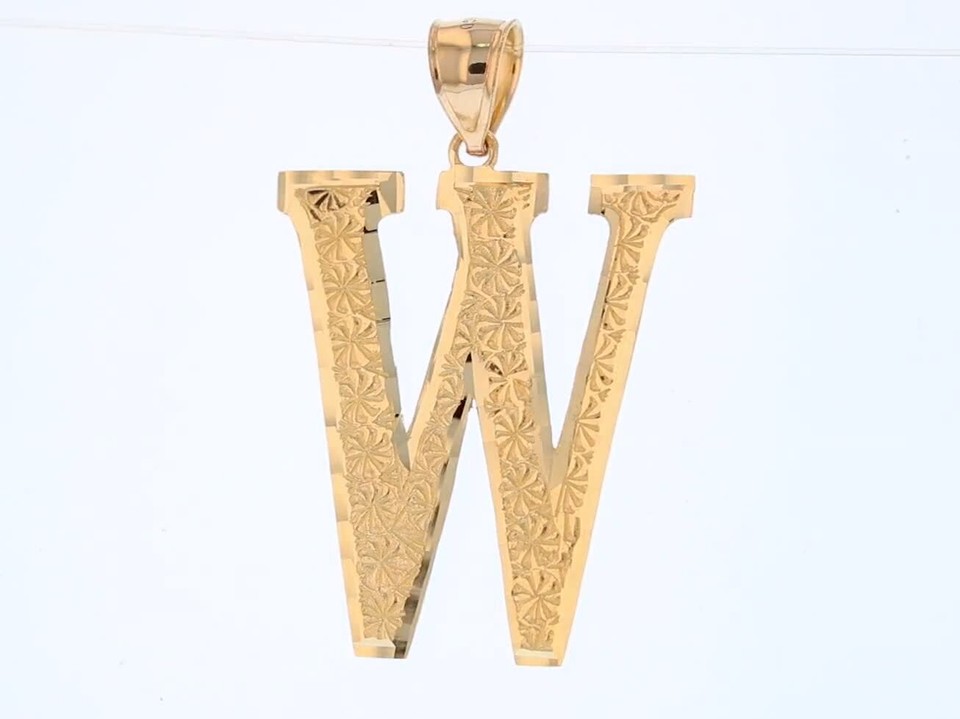 10k or 14k Yellow Gold 4.14cm Unique Design Letter W Big Initial Charm ...