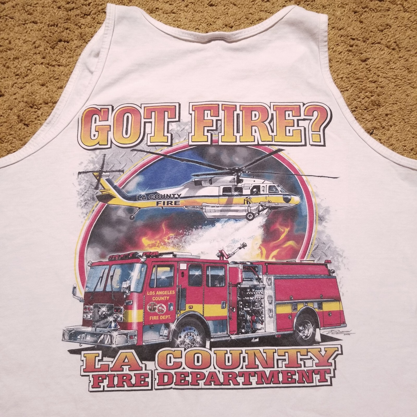 Vintage Y2K Los Angeles Fire Department Tank Top Shir… - Gem