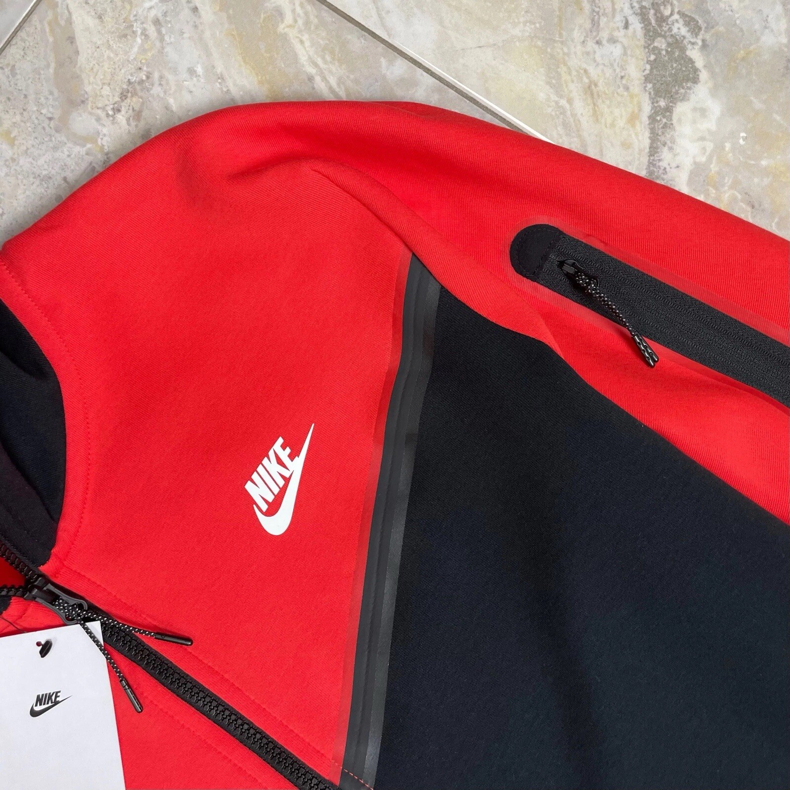 RARE Nike Tech Fleece Jacket NWT 2 XL DV0537 696 Red Black Hoodie Full ...
