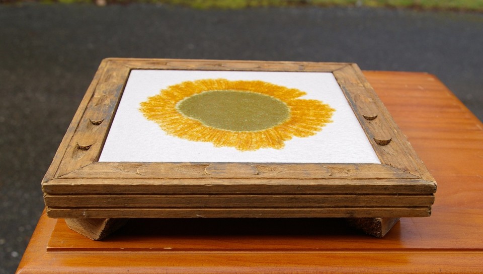 Wood Framed Sunflower Tile Trivet Pottery Art Ceramica & Marco Italy | eBay