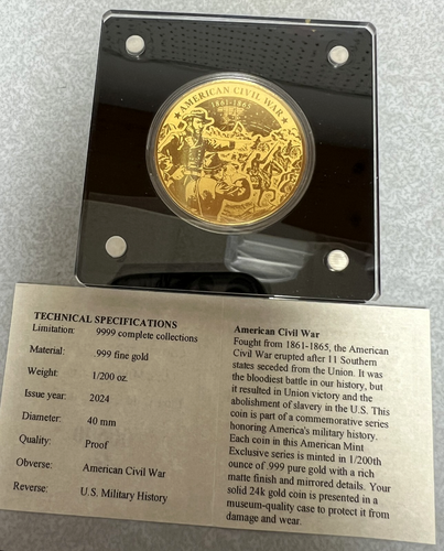 .999 FINE GOLD CIVIL WAR COIN - 1/200 OUNCE PROOF - AMERICAN MINT | eBay