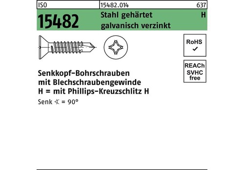 Reyher Senkbohrschraube ISO 15482 m.Kreuzschlitz-PH ST 4,8 x 16 -H ...