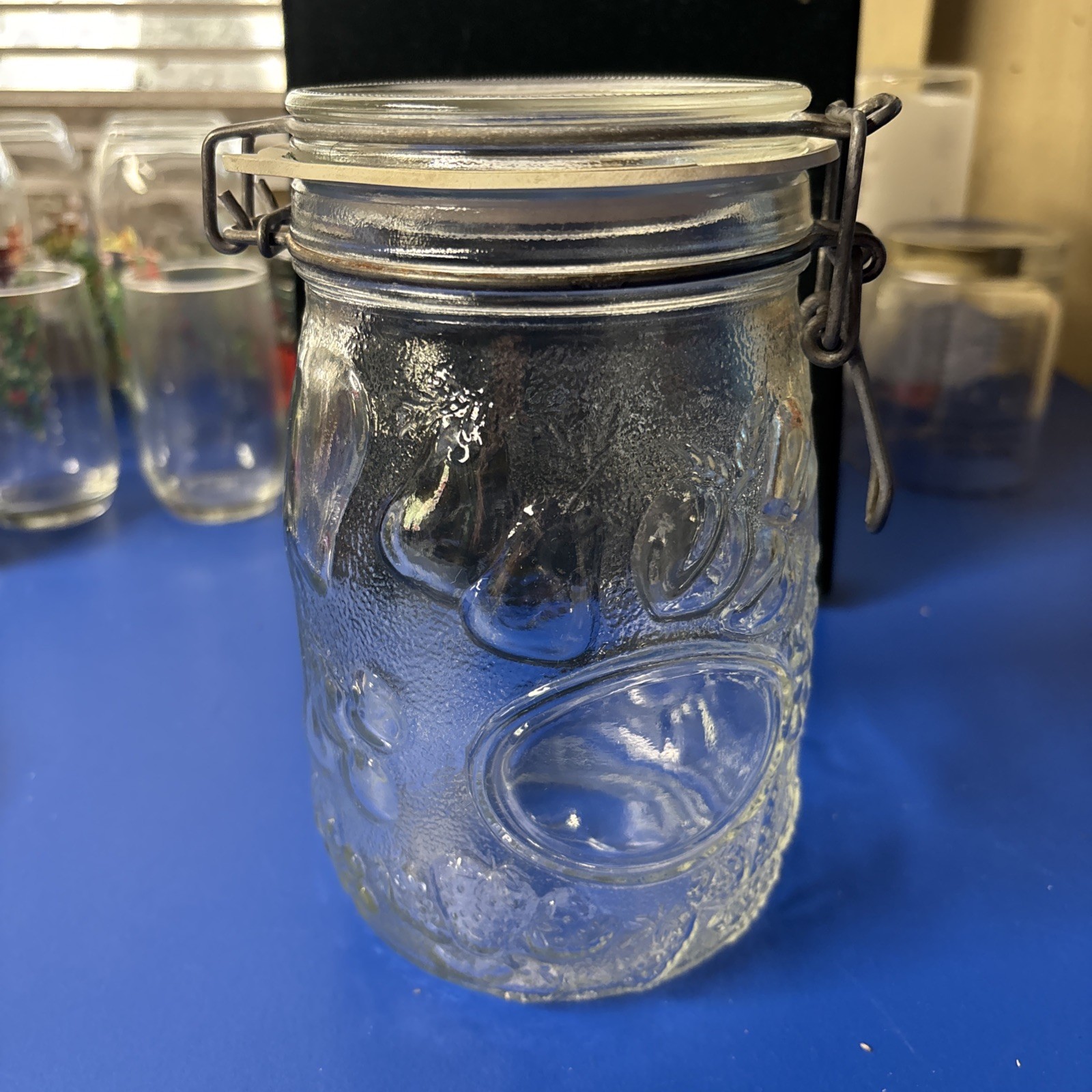 Wheaton Fine Glassware 1 Liter Glass Mason Jar With Lid - Embossed ...