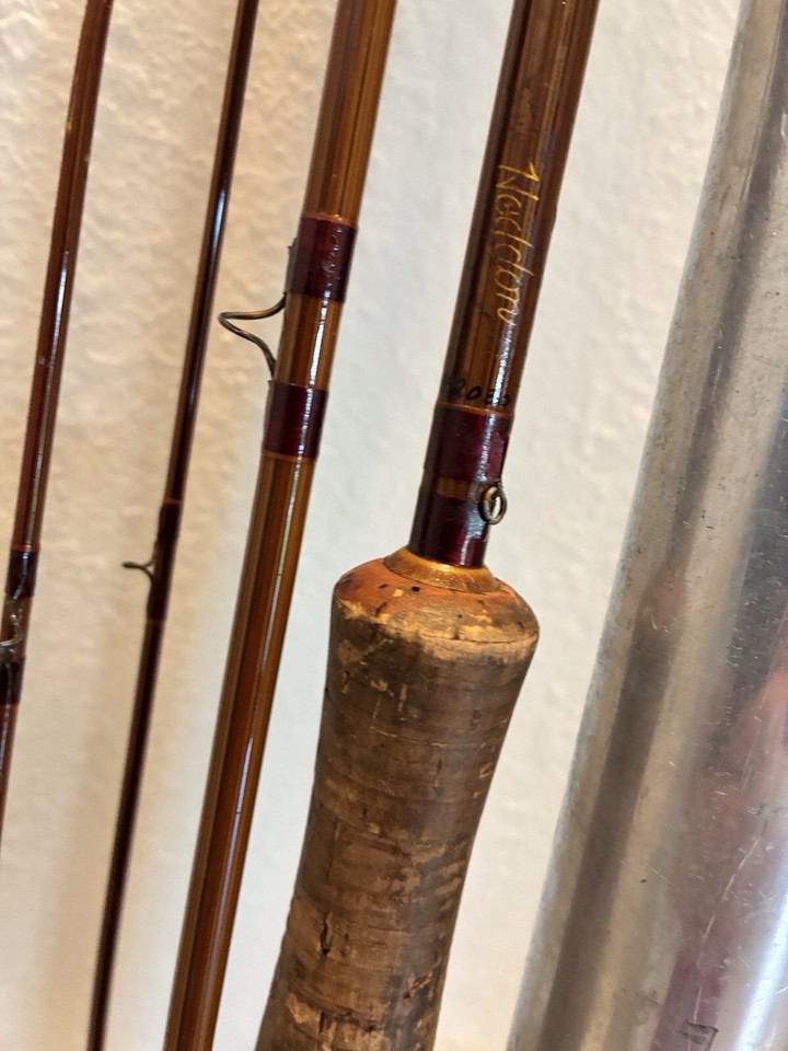 VINTAGE HEDDON FLY FISHING steel BAMBOO ROD #2030 H-O with aluminum ...