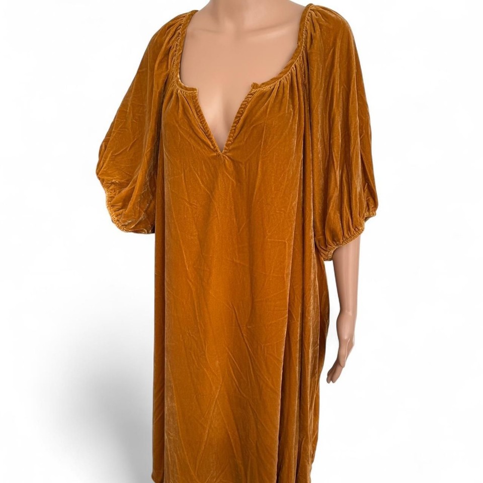 Old Navy Velvet Dress Gold Mustard Chaperral 4x | eBay