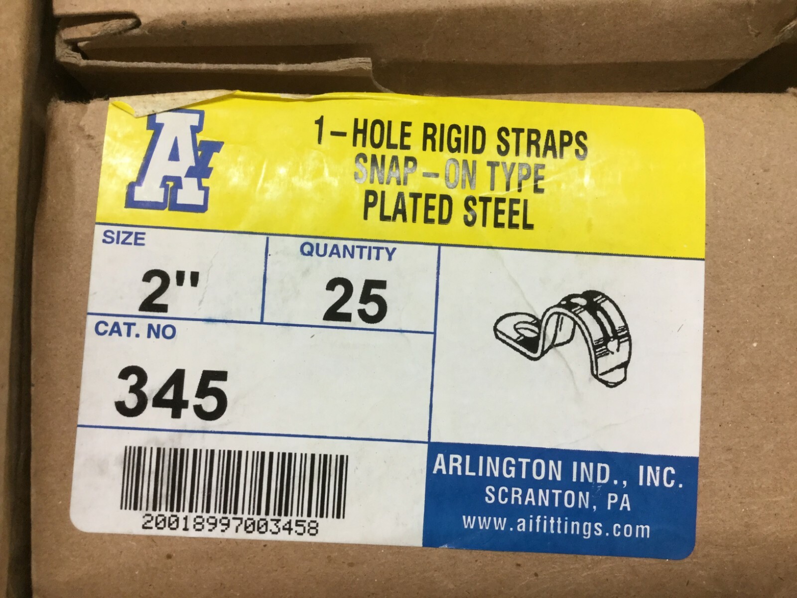 ARLINGTON #345 2" 1-Hole Rigid conduit Strap Snap-on Plated Steel (Box ...