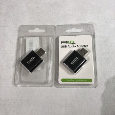 Lot of 2 Plugable USB Audio Adapter W/ 3.5mm Speaker-Headphone ...