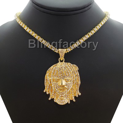 Hip Hop Lil Pump Portrait pendant & 18" Iced 1 Row Diamond Choker Chain ...