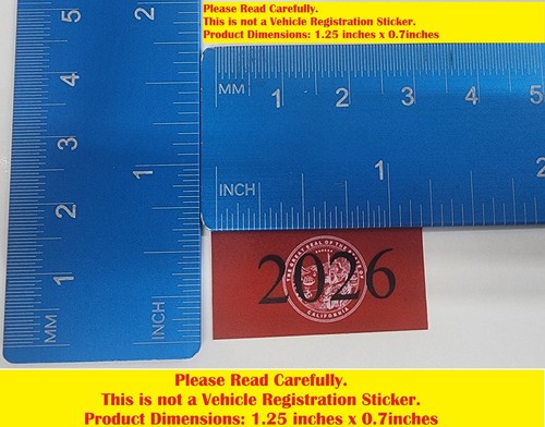 NOT A REGISTRATION TAG - DMV STICKER CVRA 2026 RED California ...
