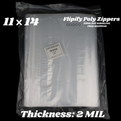 11x14 Clear Zipper Reclosable Bags 2 Mil Poly Plastic Seal Bags Cloth ...