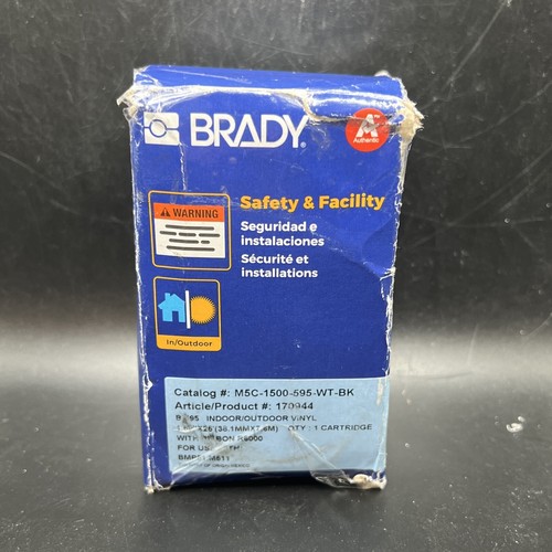 BRADY M5C-1500-595-BK-WT Continuous Label Roll Cartridge: 1.5 in x 25 ...