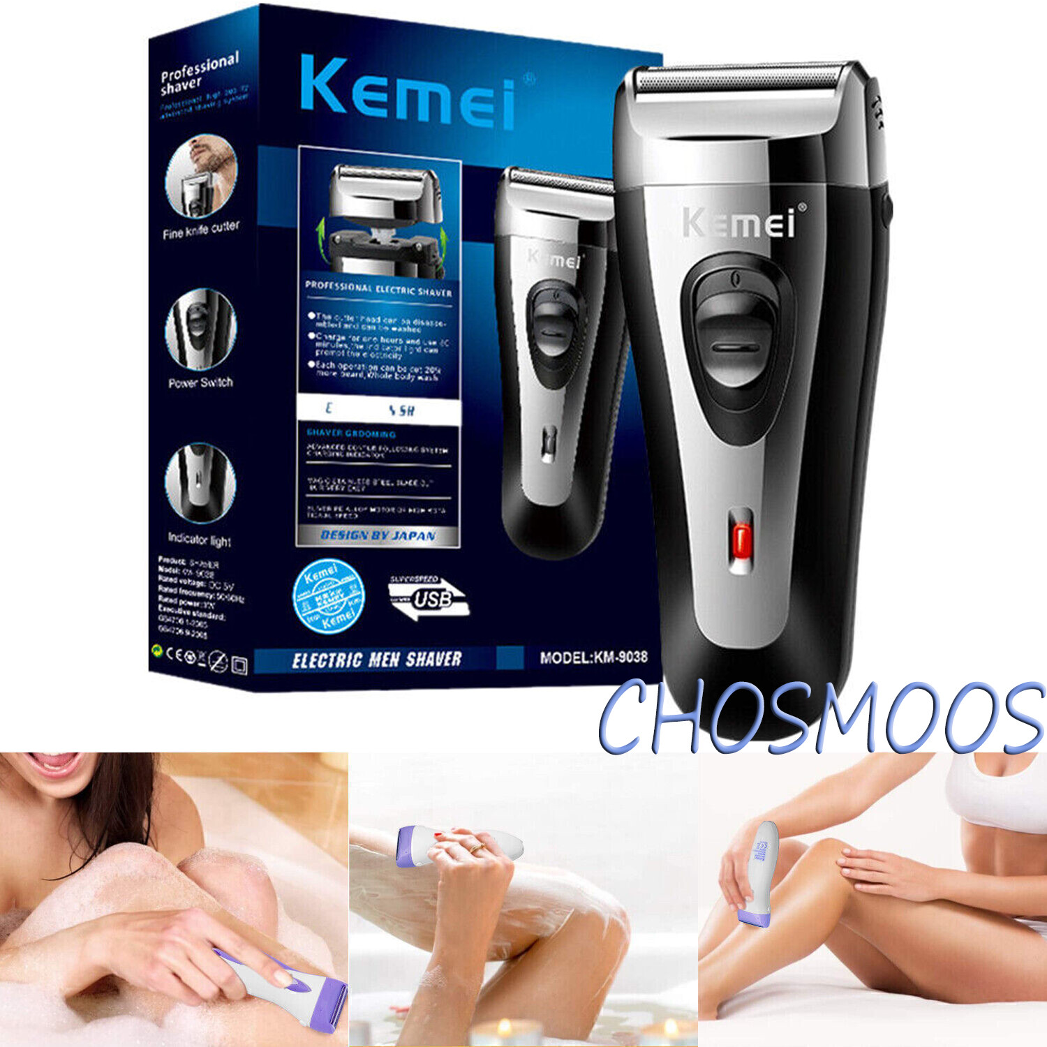 Women Electric Painless Shaver Rechargeable Lady Bikini Legs Hair Wet ...