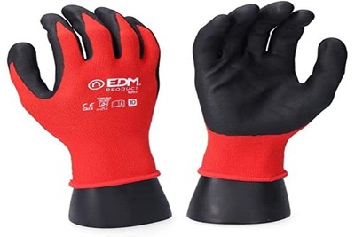 Work Gloves Edm Nylon Touchpad Nitrile Industrial Red Lycra (Size: 10 ...