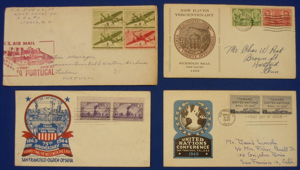 9 Diff. Vintage Postal Items: 4 1940'S FDCs, 3 EARLY ADVERT. PCs, 1 ...