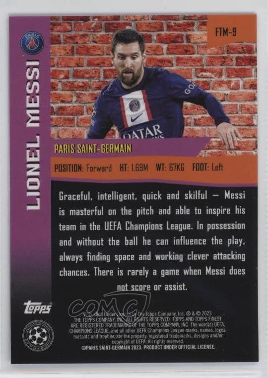 2022-23 Topps Finest UEFA Club Competitions The Man Lionel Messi #FTM-9 ...