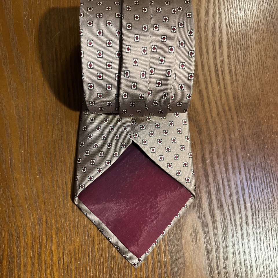Chaps Ralph Lauren Men's Silk Tie Beige With Burgundy Abstract Dots | eBay