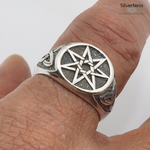 SilverNess Men's Jewellery Heptagram Star Ring: 925 Sterling Silver ...