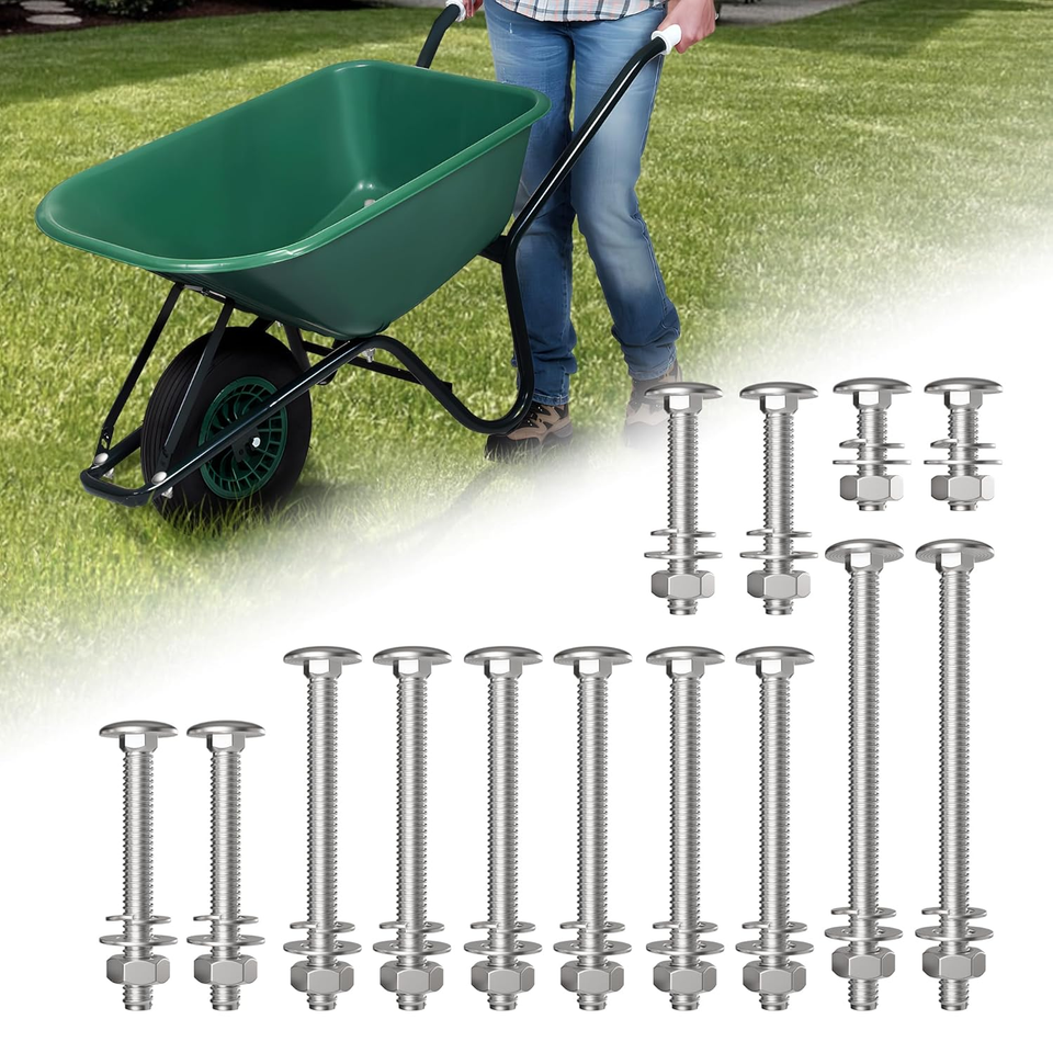 14Pcs Wheelbarrow Handles Replacement Kit, 304 Stainless Steel Wheel ...