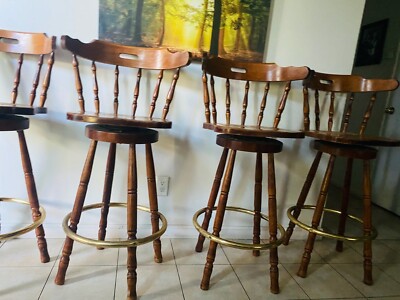 Colonial Swivel Bar Stools Set Of Five 5 | eBay