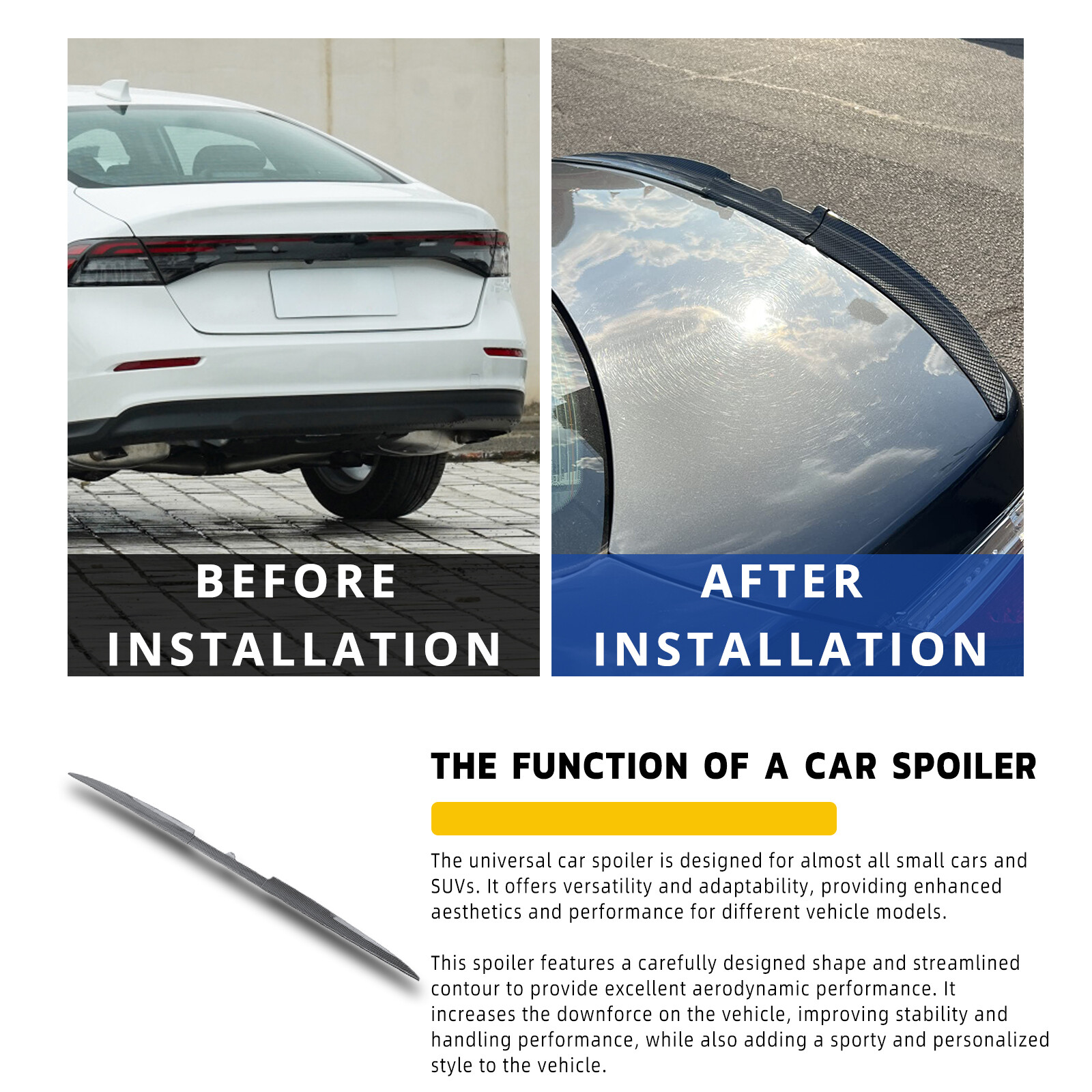 Carbon Fiber Style Car Rear Tail Wing Spoiler Lip For Subaru WRX / STI ...