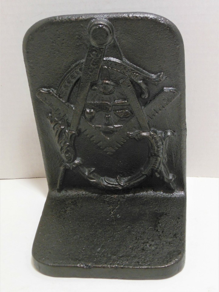 Masonic Freemason Black Metal Bookend Book End All Seeing Eye Compass ...