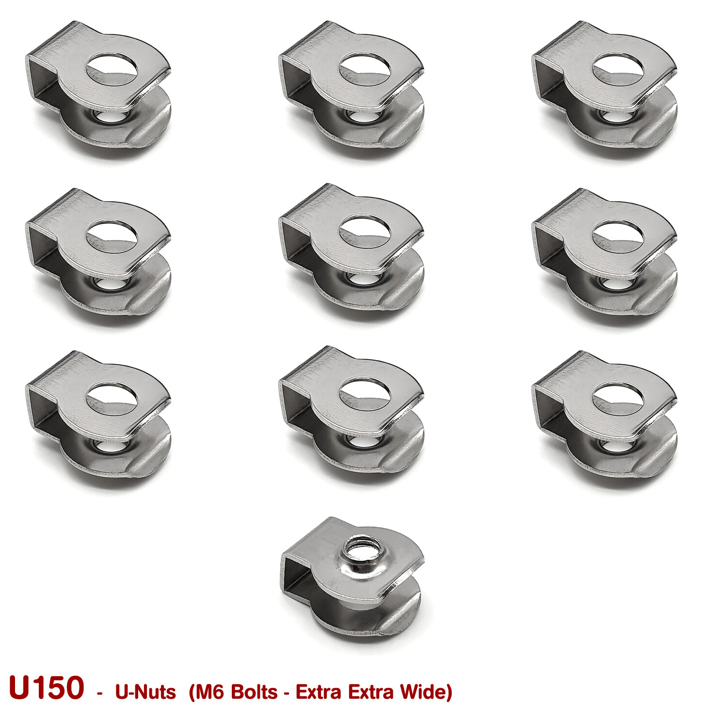 10 x STAINLESS STEEL M6 U NUTS - EXTRA WIDE, BOLT CLIPS PANEL TRIM ...