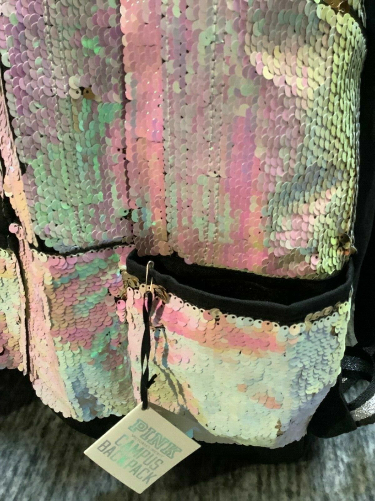 Victoria's Secret Pink Bling Campus Backpack Iridescent or Rainbow Gold ...