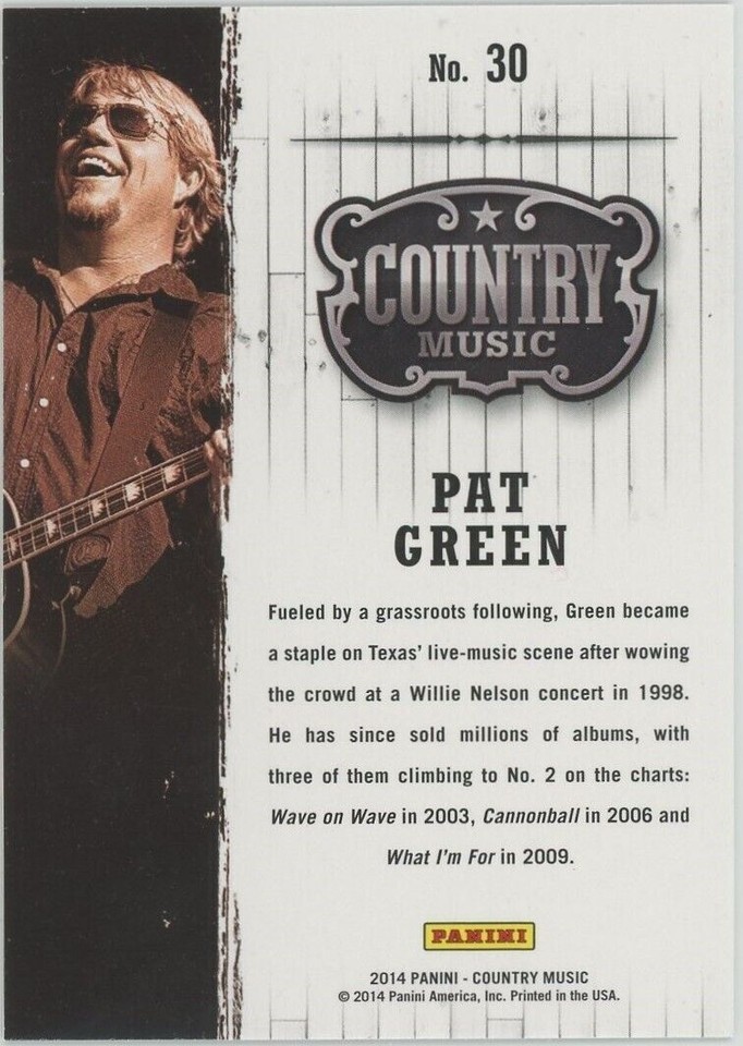 2014 Panini Country Music Pat Green Green Parallel #30 | eBay