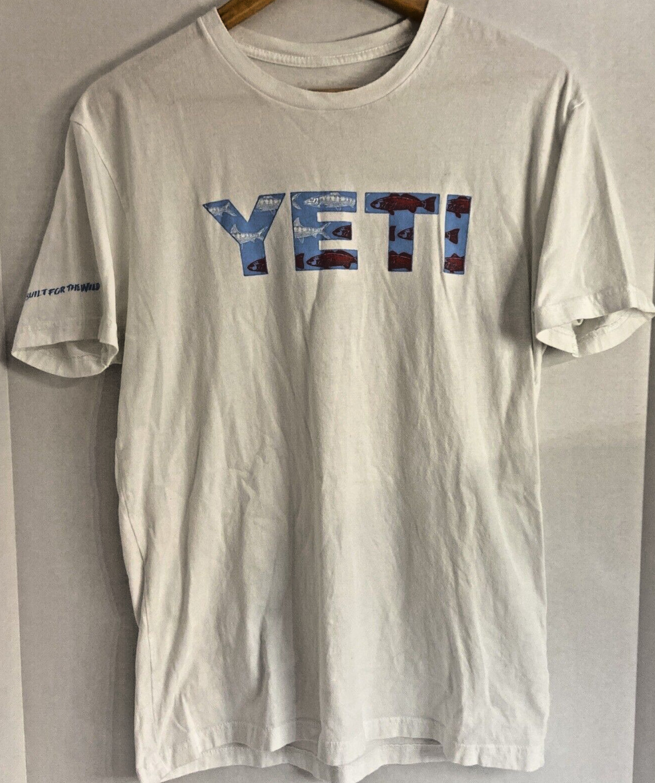 YETI Coolers Fish Logo Built For The Wild S/S White T… - Gem