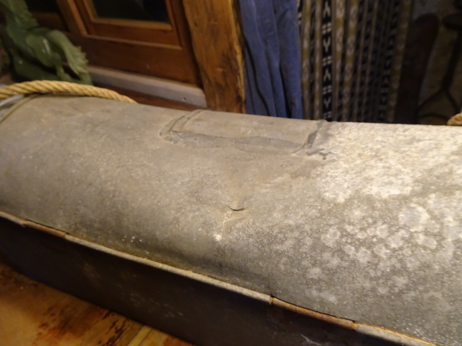 Magnifique Ancienne Caisse Outil Marmotte de Plombier en Zinc + Corde L ...