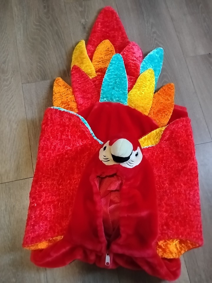 Toddler RED Faux Fur PARROT Gay Love Costume RAINBOW WINGS BIRD COSTUME ...