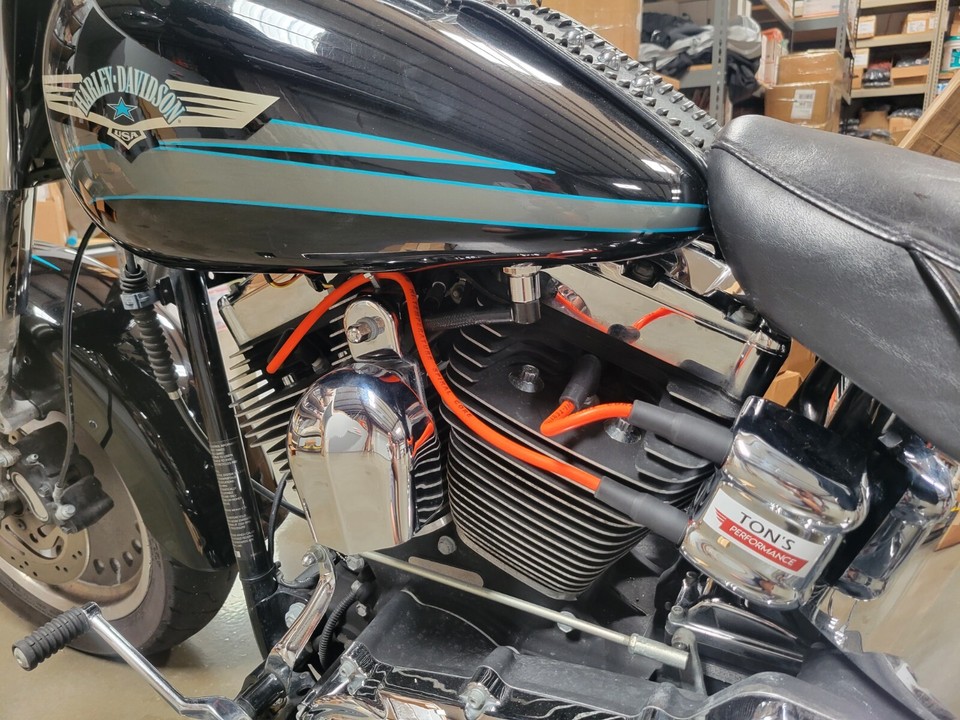 Ton's 00-17 8mm ORANGE SPARK PLUG WIRES HARLEY SOFTAIL DYNA ELECTRA FX ...