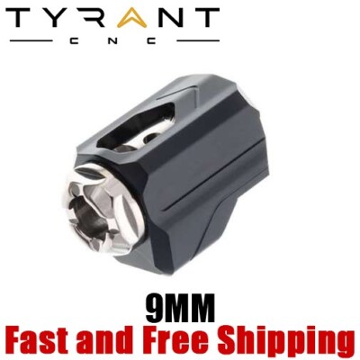 Tyrant CNC UNI-Comp Universal 1/2-28 9mm Pistol Compensator - Black ...