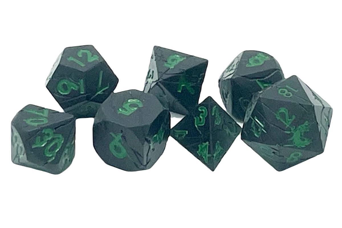 Old School 7 Piece DnD RPG Metal Dice Set: Orc Forged - Matte Black w ...