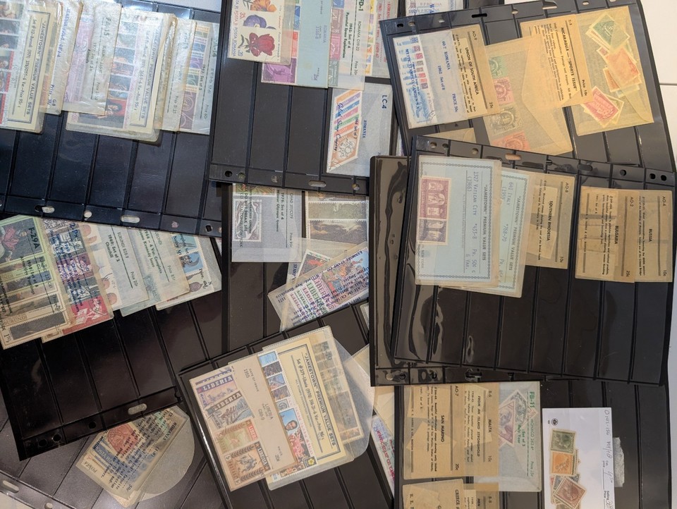 WORLDWIDE STAMP ACCUMULATION Lot 1 2 sided stock book sheets hoard sets ...