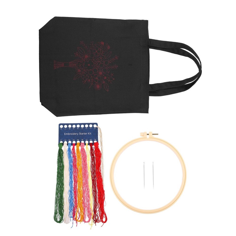 1 Set Canvas Tote Bag Embroidery Kit with Pattern and Instruction ...