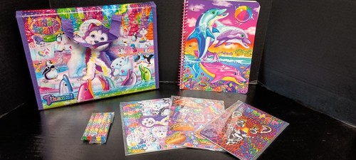 Lisa Frank Husky Tri Fold Art Case & Accessories Lot Husky Dolphins | eBay
