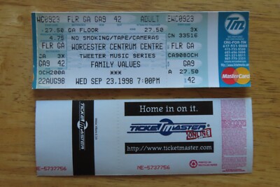 UNUSED FAMILY VALUES September 23. 1998 WORCESTER CENTRUM Concert ...
