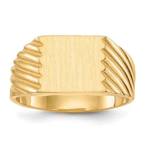 14k Yellow Gold 9.0x9.0mm Closed Back Signet Ring for Women Size 8 | eBay